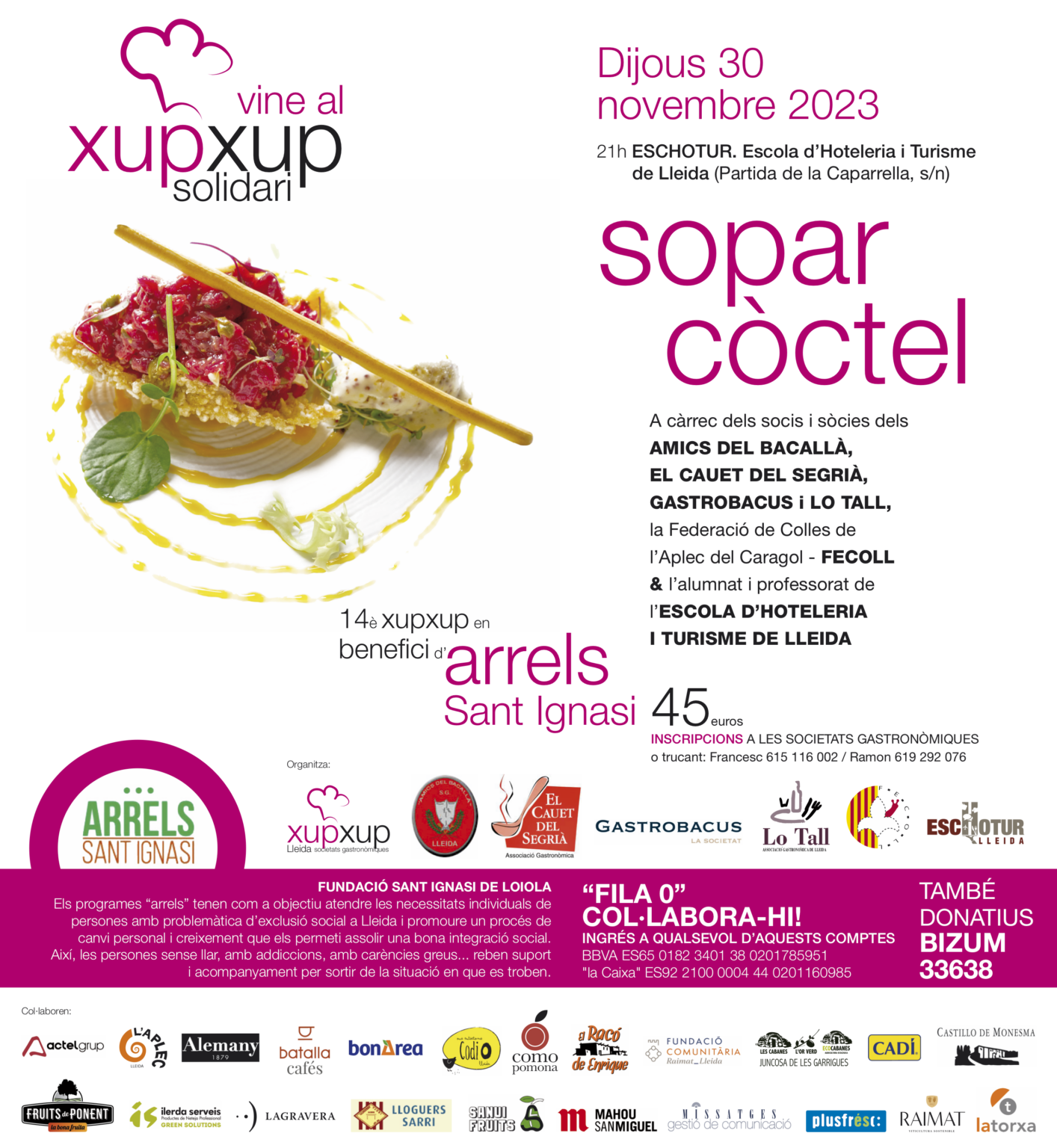 La FECOLL se suma al nou Xup Xup Solidari en format còctel - Como Pomona